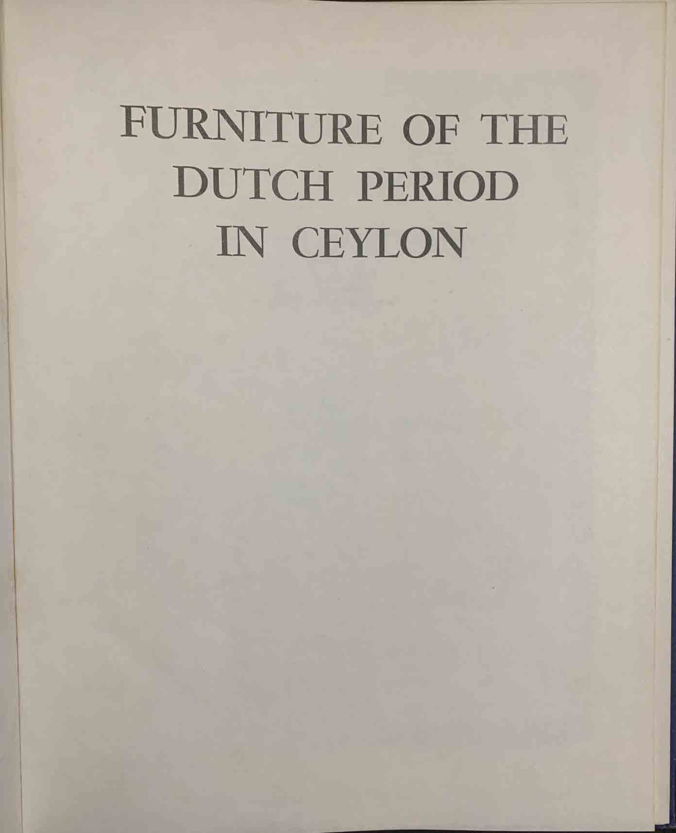 Furniture of the Dutch Period in Ceylon | FineArts.lk